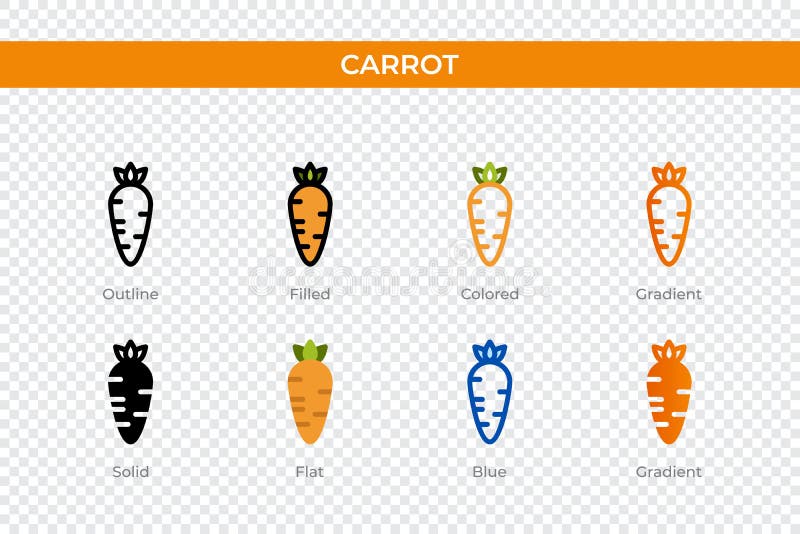 Carrot Icon in Different Style. Carrot Vector Icons Designed in Outline ...