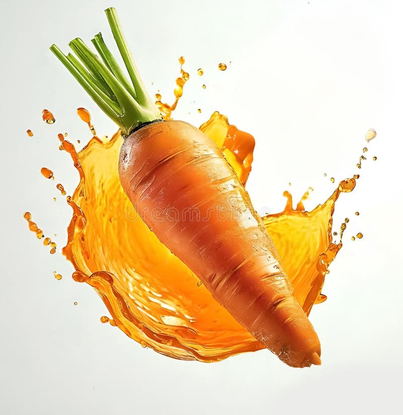 Carrot in Juicy Splash Isolated White Background, a Mockup for Package ...