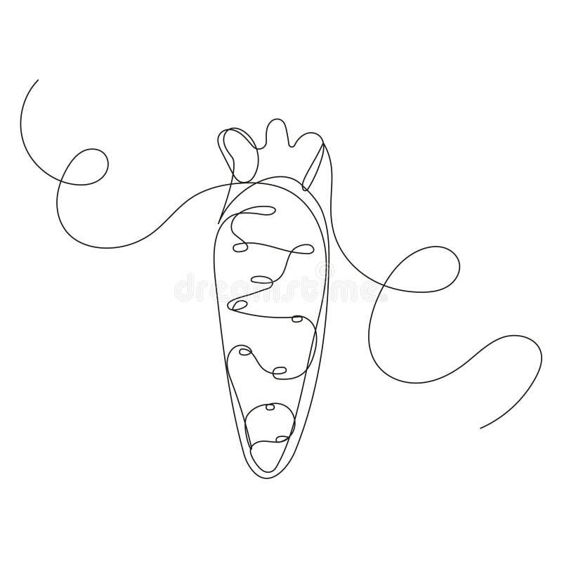 Carrot in Line Art Style. Continuous Line Art Illustration of Vegetable ...