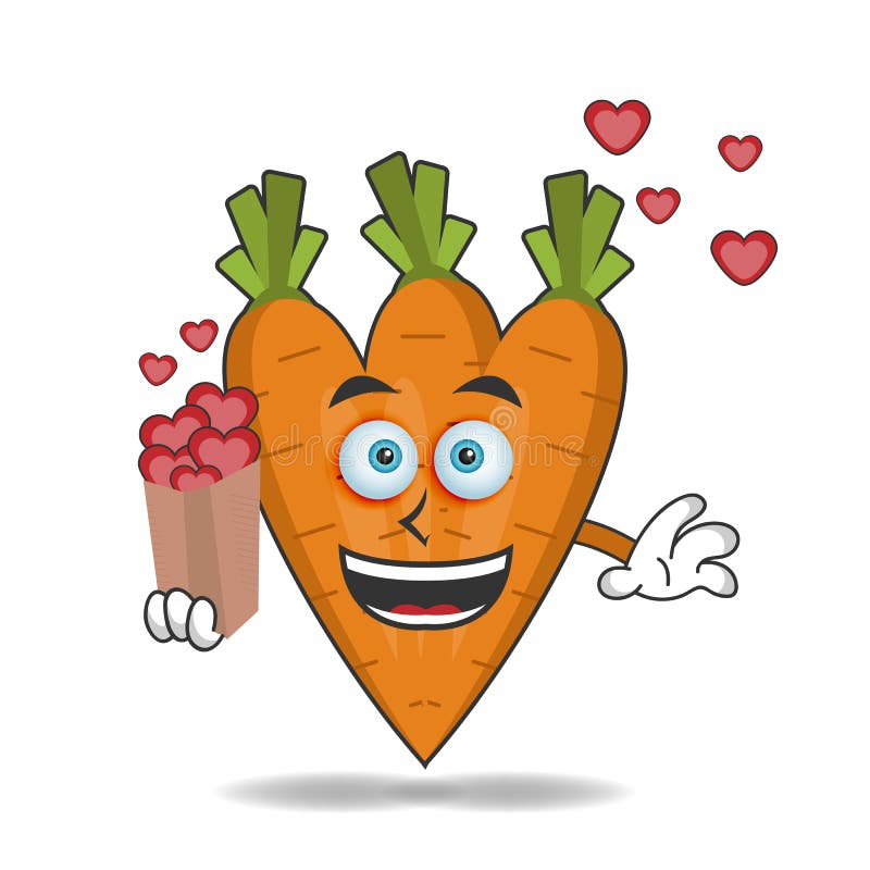 Carrot Mascot Character Holding a Love Icon. Vector Illustration Stock ...