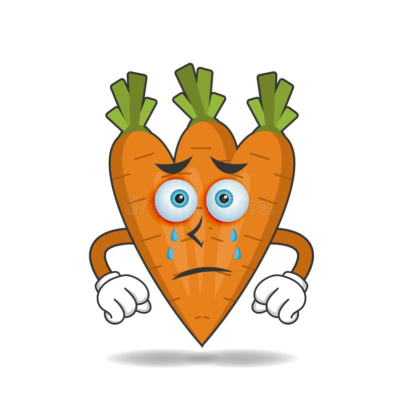 Carrot Mascot Character with Sad Expression. Vector Illustration Stock ...