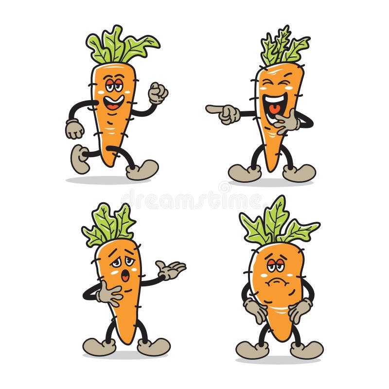 Carrot Mascot Design. Cute Carrot Vector Pack Stock Vector ...