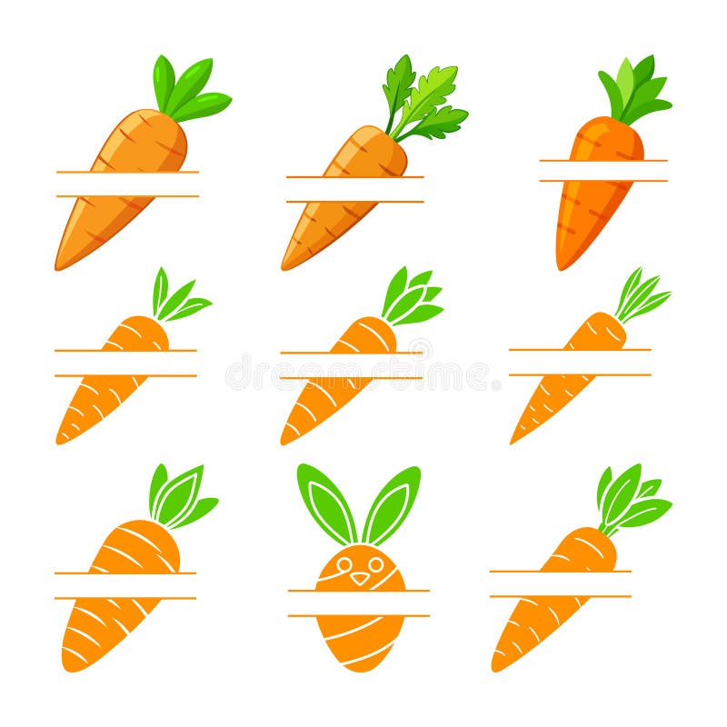 Carrot Monogram Designs Set Cute Carrot Logos Designs Silhouette ...