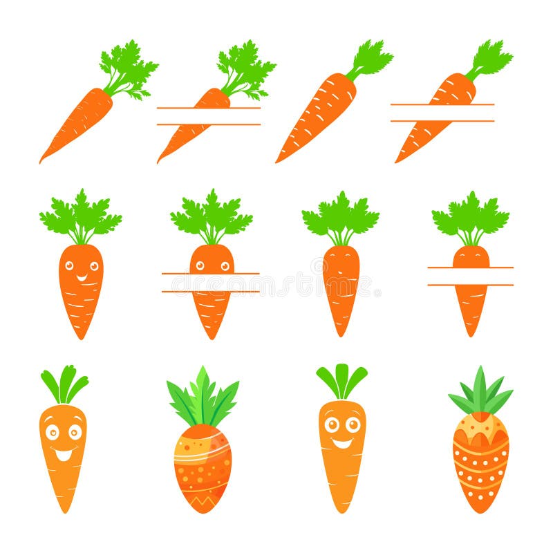 Carrot Monogram Designs Set Cute Carrot Logos Designs Silhouette ...