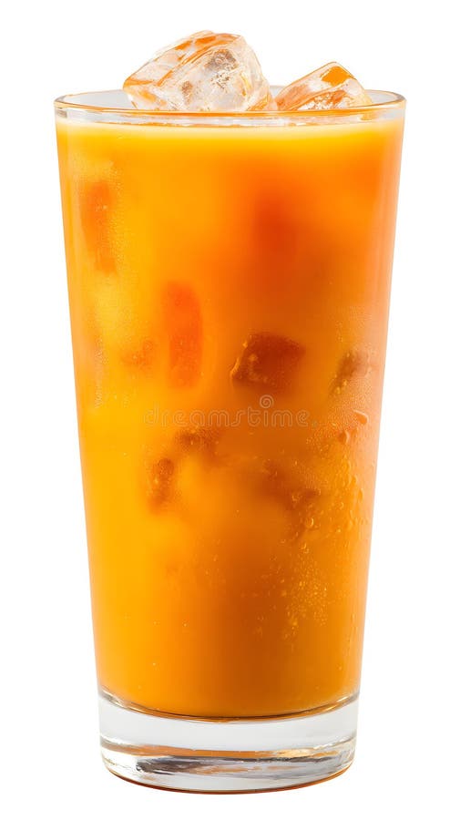 Carrot and Orange Juice Blend with Ice, Bright White Backdrop, Open ...