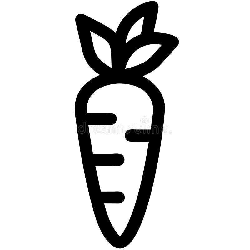 Carrot Outline Simple Vegetable Vector for Cooking or Gardening Design ...