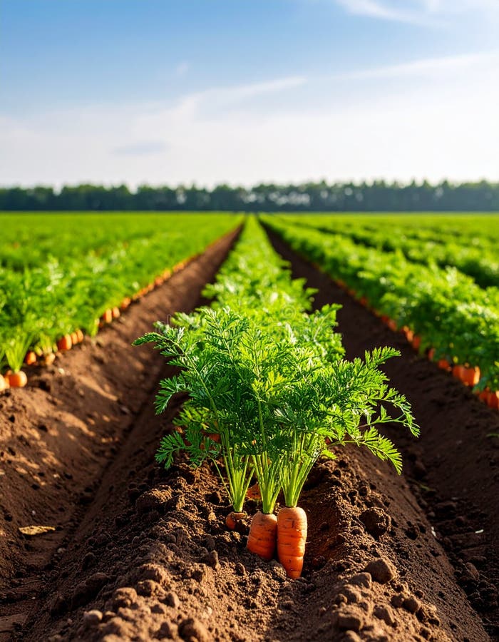 Carrot Plants in the Field AI Generated Stock Illustration ...