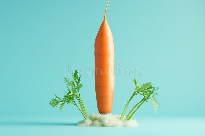 Carrot Rocket Launch on Pastel Sky Blue Background. Easter Minimal ...