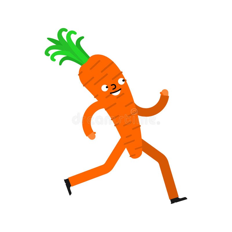 Carrot is Running. Sports Vegetable Stock Vector - Illustration of ...