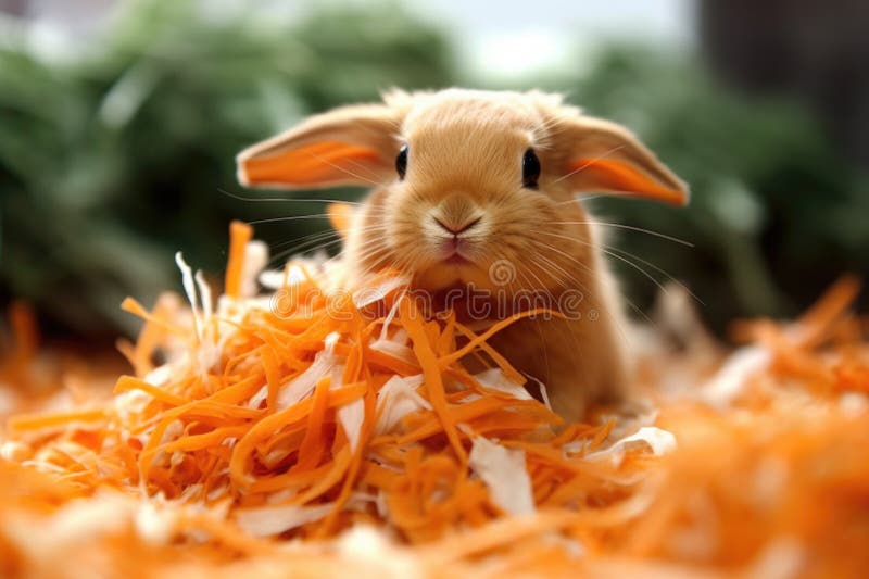 Carrot Shavings Near Rabbit after Eating Stock Image - Image of animal ...