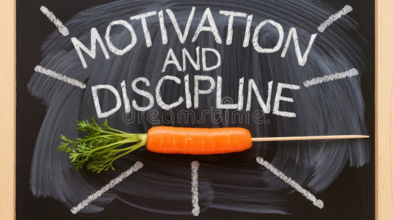 Carrot on a Stick with a Blackboard Background Symbolizing Motivation ...