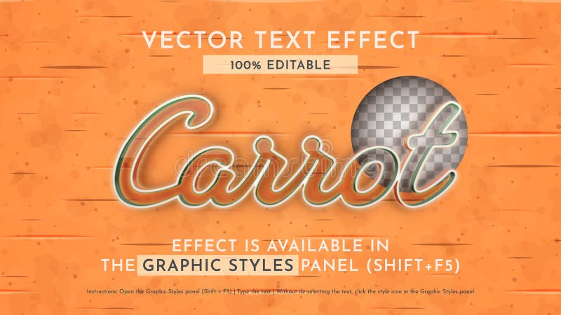 Carrot Stroke Editable Text Effect, Graphic Style Stock Vector ...