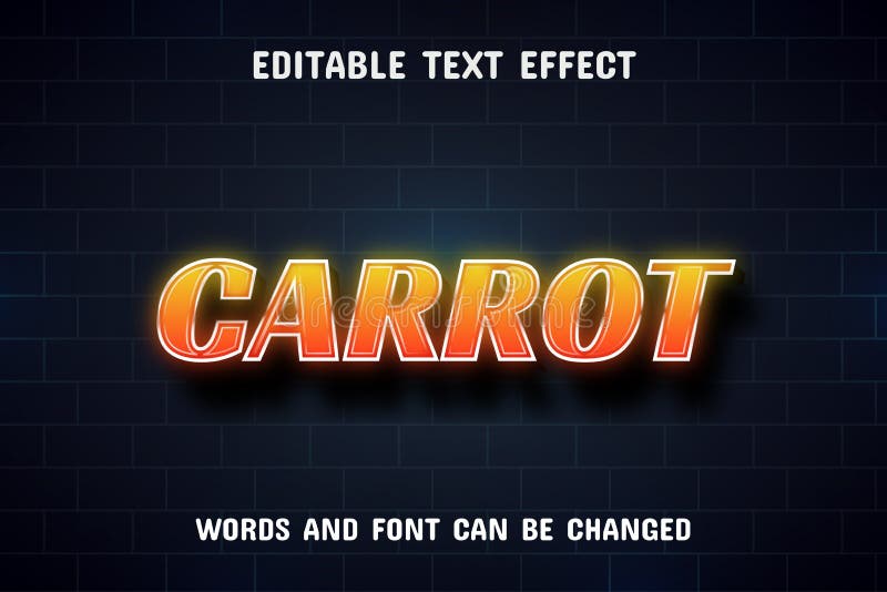 Carrot Text - Neon Text Effect Editable Stock Vector - Illustration of ...