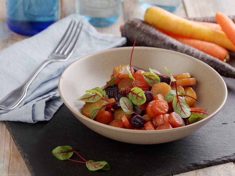 Carrot Vichy stock image. Image of fork, dark, food - 105135985