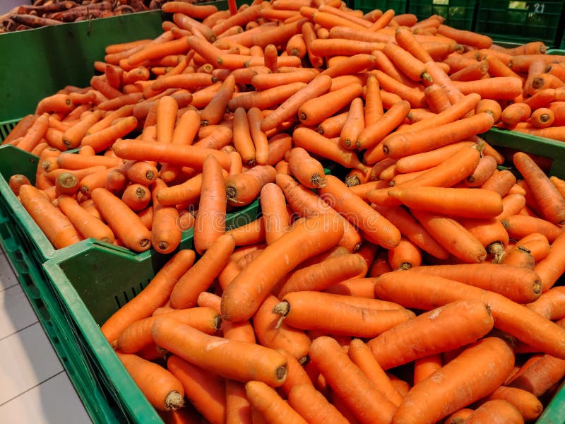Carrots are in Boxes in the Supermarket Stock Image - Image of ...