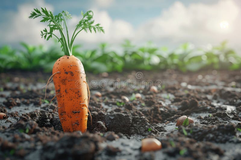Carrots in the Ground Farming Stock Photo - Image of growing, soil ...