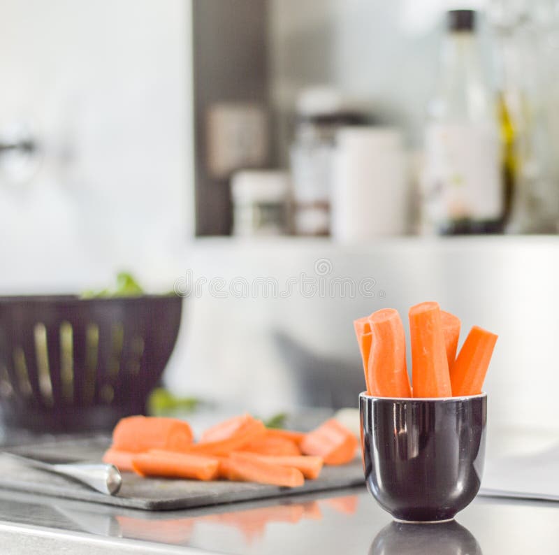 Carrots in the kitchen stock photo. Image of carrot, meat - 72663448