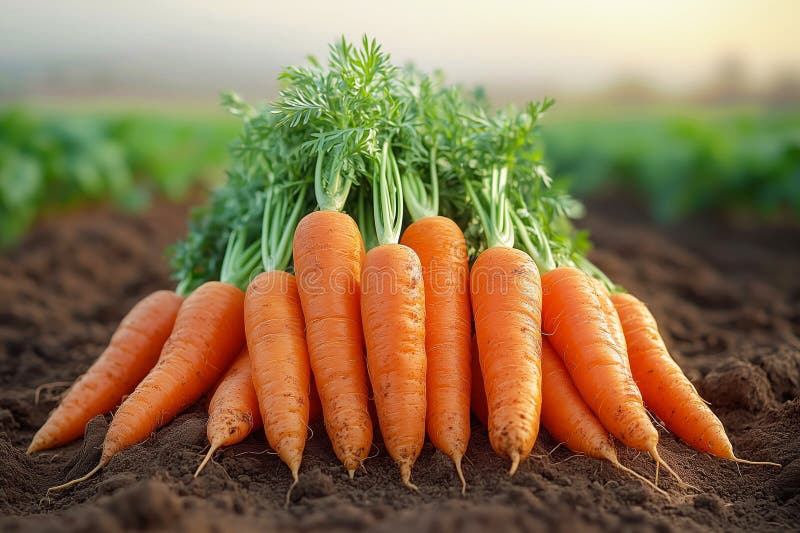 Carrots Pile with Carrot Field in Background Stock Illustration ...