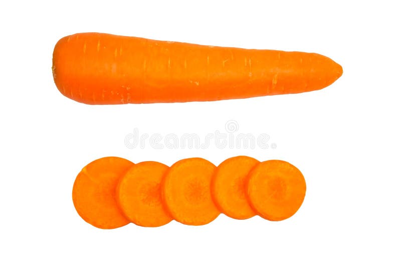 Carrots Sliced Top View on White Background. Stock Photo - Image of ...