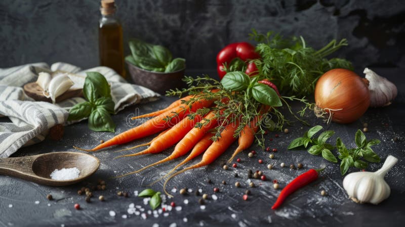 Carrots Take Center Stage among a Variety of Fresh Culinary Ingredients ...