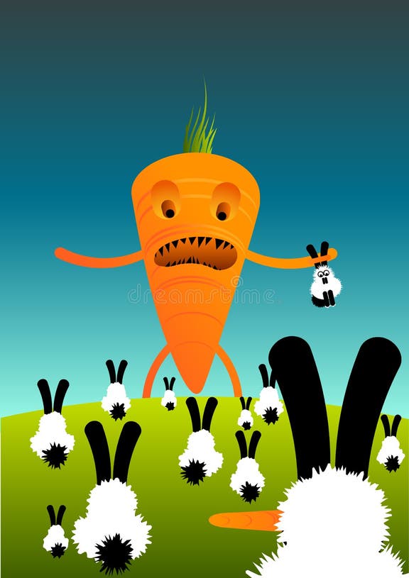 Carrots Vs Rabbits stock illustration. Illustration of comic - 1550939