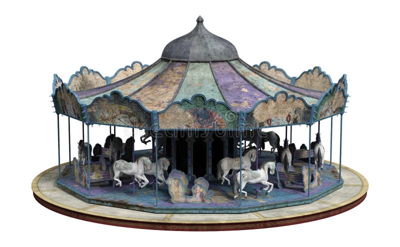 Carrousel De Vintage Du Rendu 3D Sur Le Blanc Illustration Stock ...