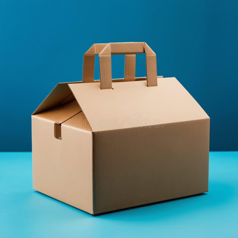 Carry Boxes with Handle Isolated on Background, Front and Side View ...