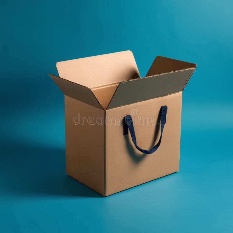 Carry Boxes with Handle Isolated on Background, Front and Side View ...
