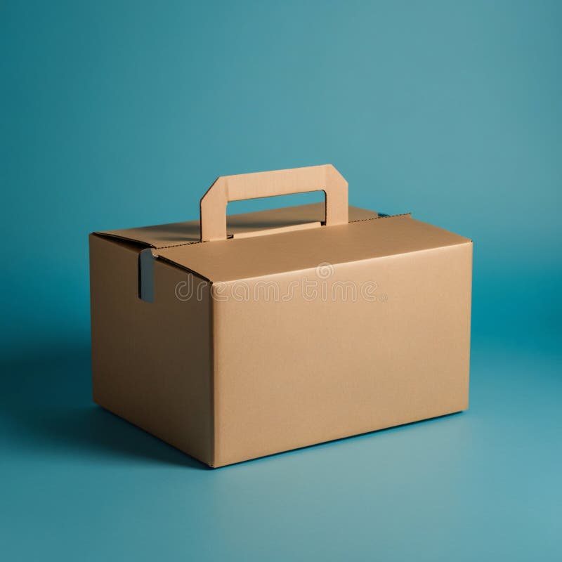 Carry Boxes with Handle Isolated on Background, Front and Side View ...