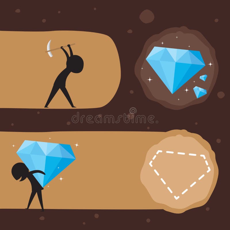 Digging a Diamond. Silhouette Illustration Stock Illustration ...