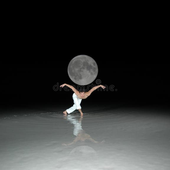 Carry the moon stock photo. Image of muscle, male, reflection - 322314