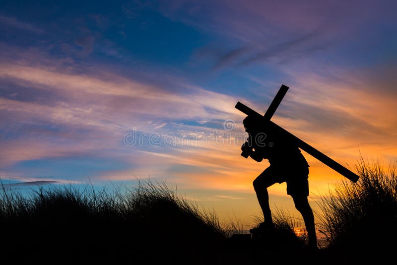 Carry Your Own Cross photo stock. Image du sunset, christ - 106128746