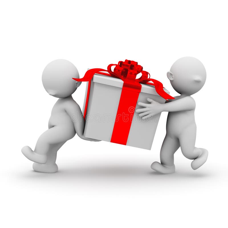 Carrying a big present stock illustration. Illustration of happy - 81649746