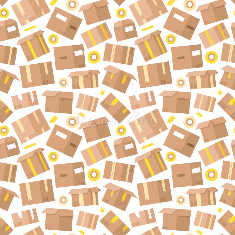 Carrying Boxes Seamless Pattern Warehouse Shipping Container. Stock ...
