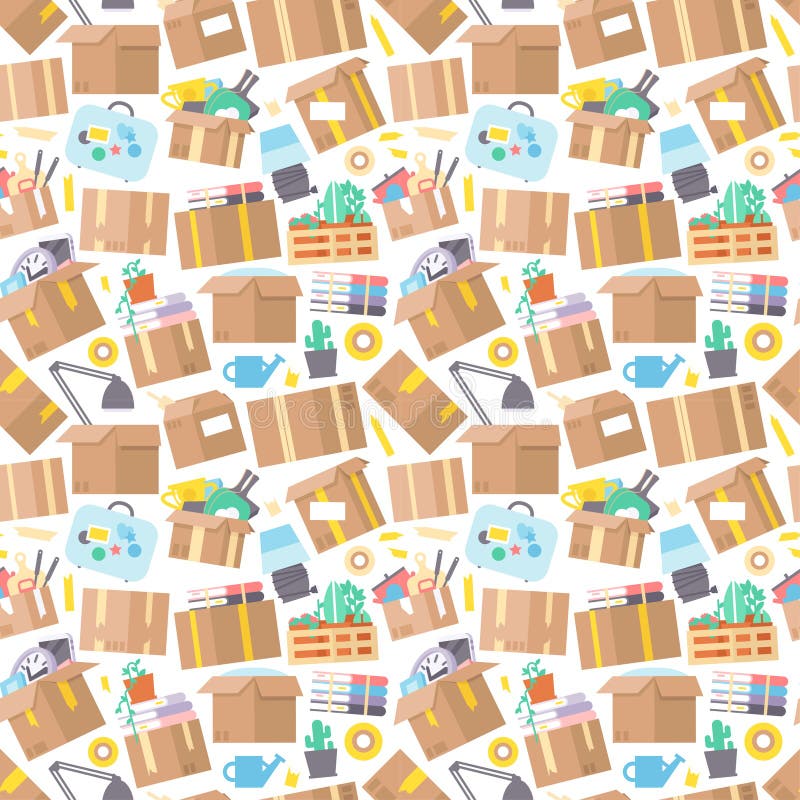Carrying Boxes Seamless Pattern Warehouse Shipping Container. Stock ...