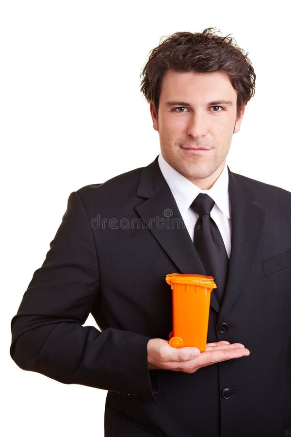 Small garbage can on hand stock image. Image of shot - 15154811