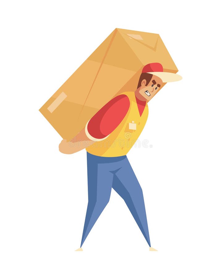 Carrying Heavy Box Composition Stock Vector - Illustration of express ...