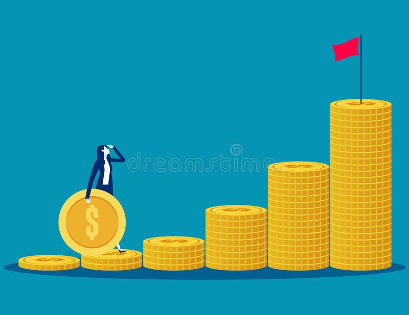 Carrying Money Coin Start Step on Compound Money Stack Stock Vector ...