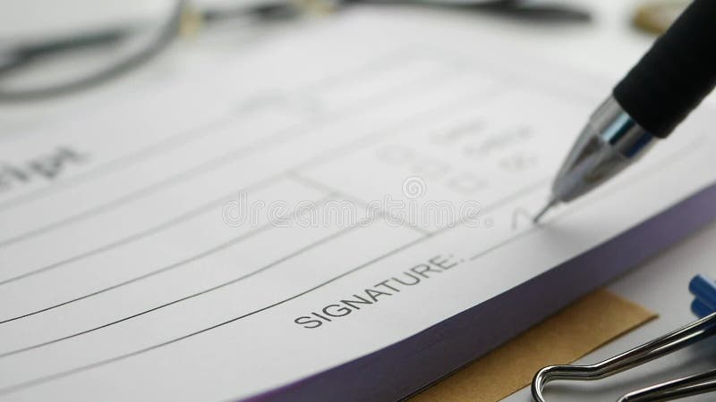 Hand Signing a Document, Signature Concept Stock Video - Video of ...