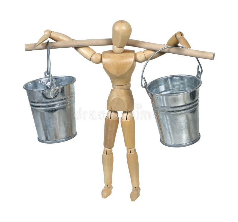 Carrying Silver Buckets Balanced on a Pole Stock Photo - Image of weigh ...