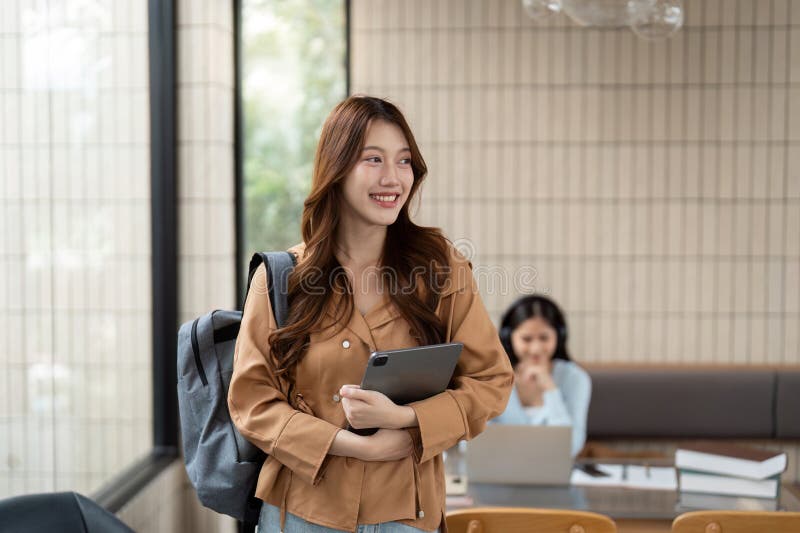 Student Life and Motivation. a Student Enters a Bright Study Space ...