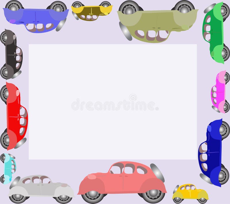 Border with isolated cars stock illustration. Illustration of female ...