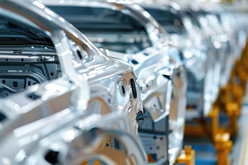 Cars Being Manufactured on an Assembly Line, Industrial Setting Stock ...