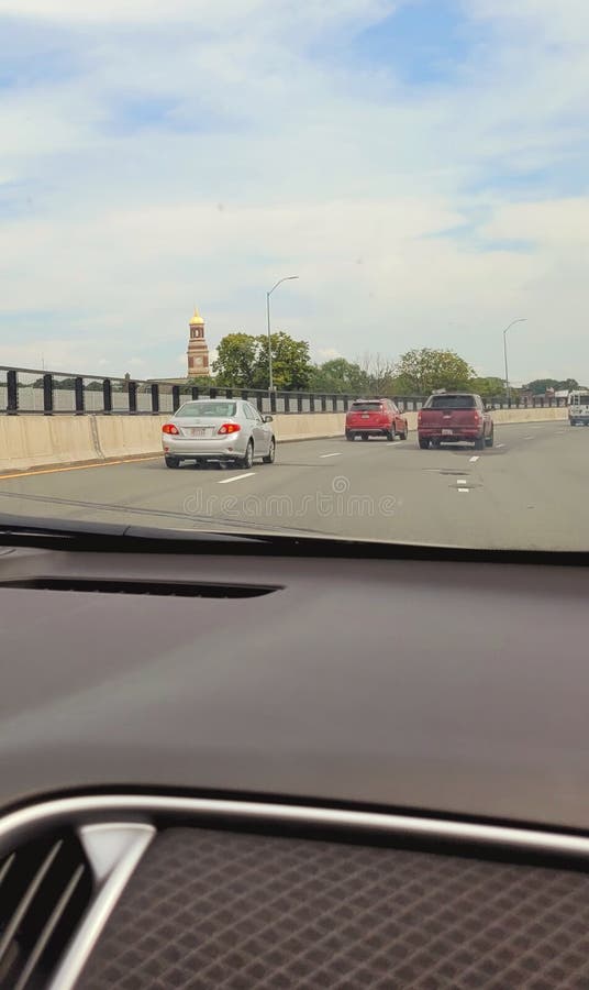 Cars on Boston bridge editorial stock photo. Image of bridge - 281441348