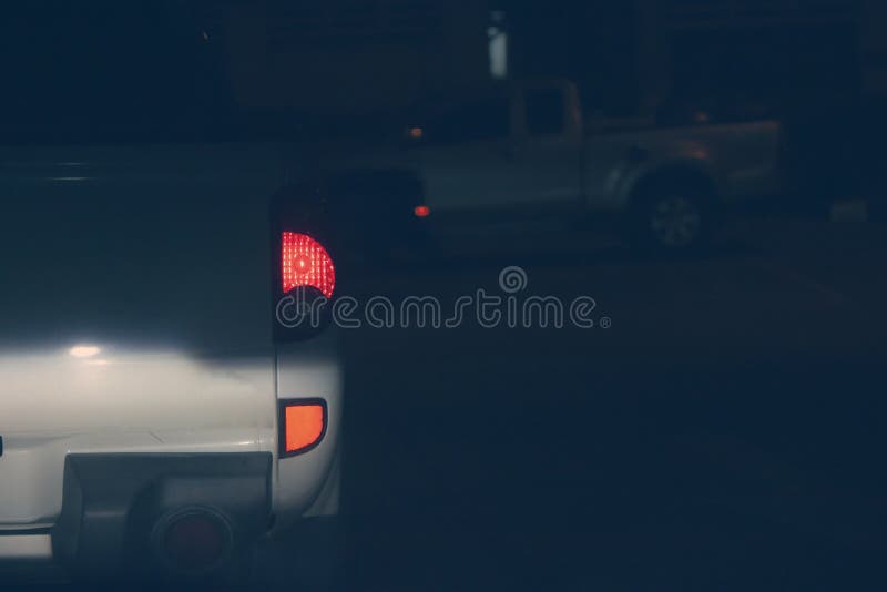 Cars Break on the Road at Night. Stock Photo - Image of dark, blue ...