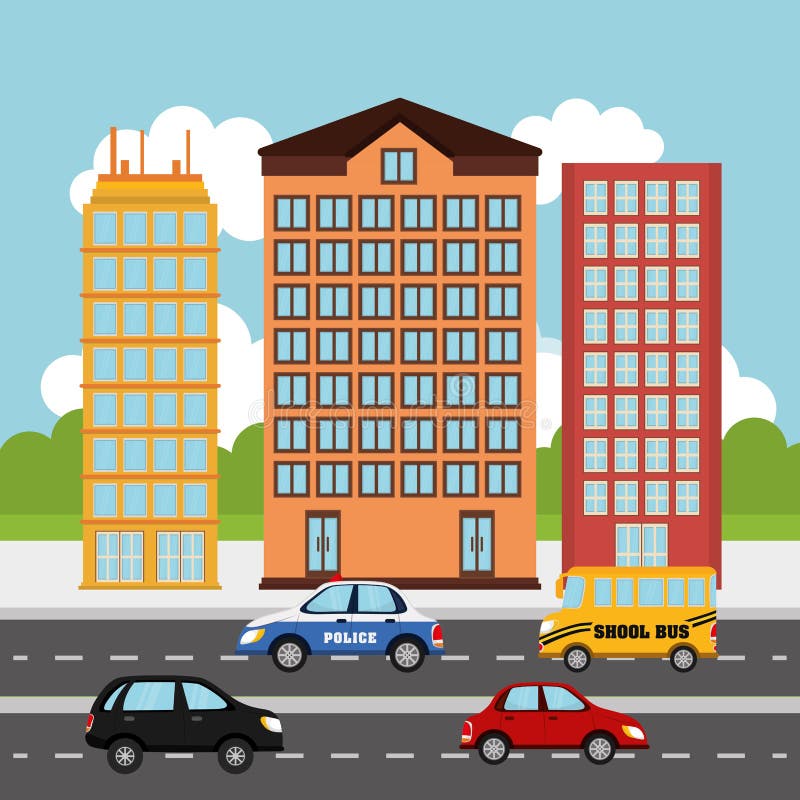 Cars in the city stock vector. Illustration of motion - 64339523