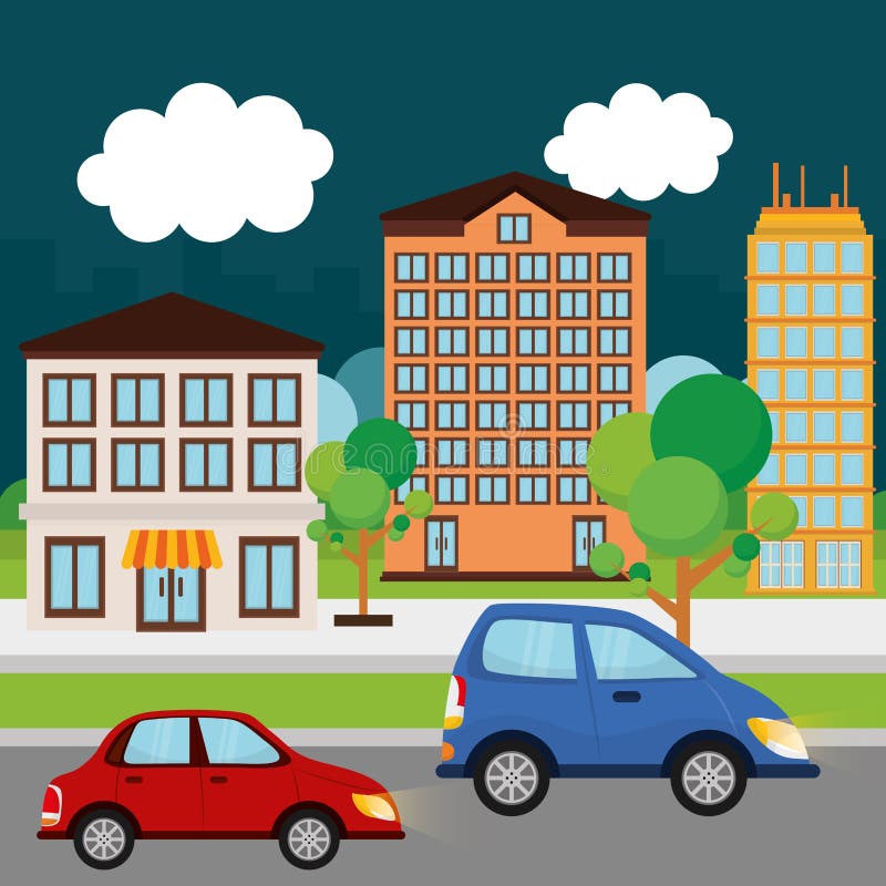Cars in the city stock vector. Illustration of fast, delivery - 64339554
