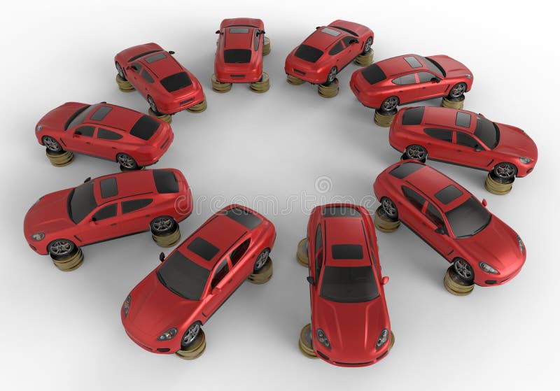 Cars on Coin Stacks Circular Array Stock Illustration - Illustration of ...