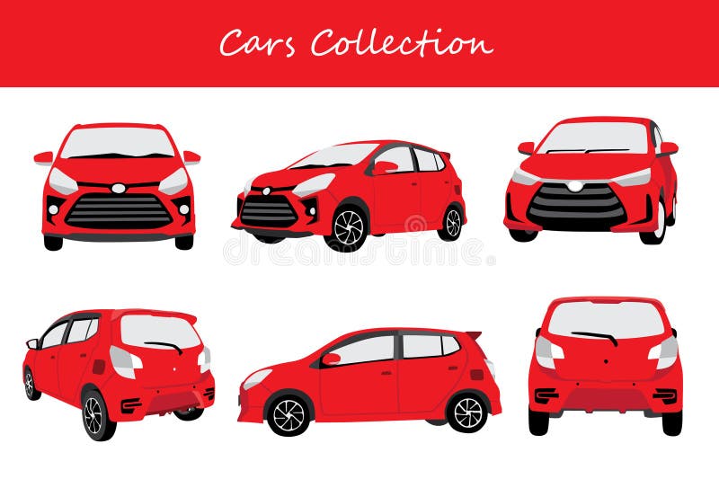 Cars Collection. Cars in Different Poses. Vector Illustration Stock ...