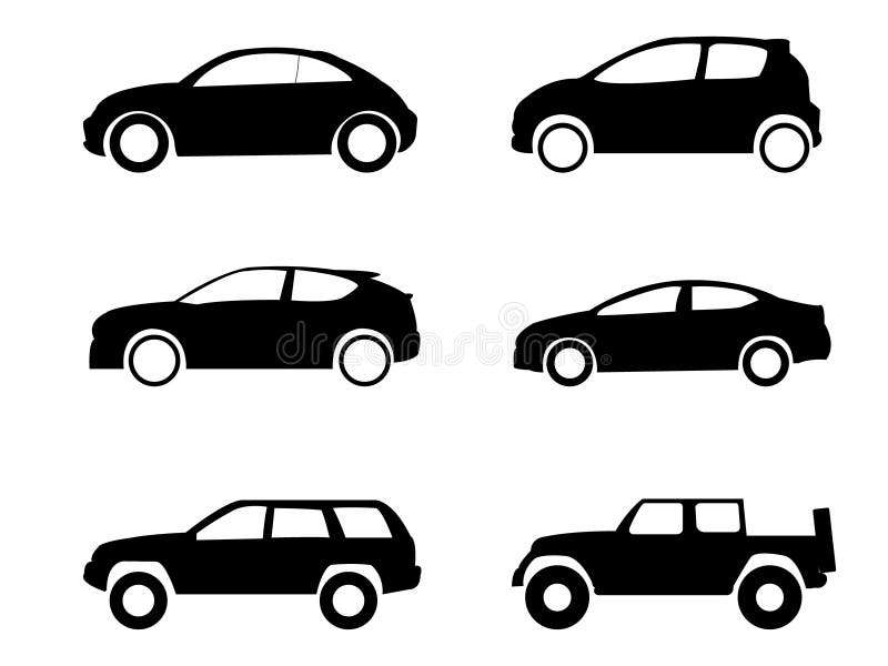 Cars Collection Icons Set on White Background Stock Vector ...